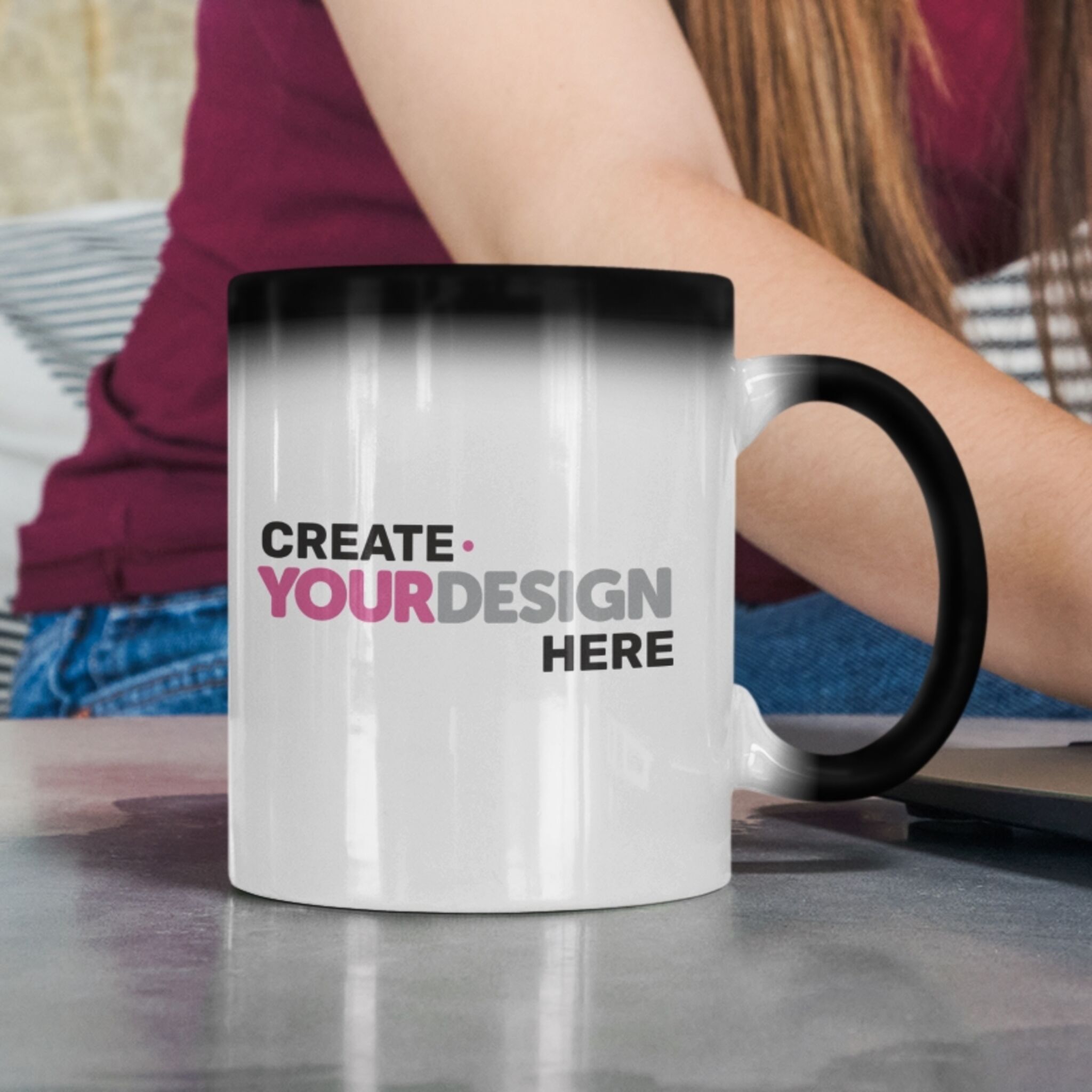 Personalised heat change mug wow