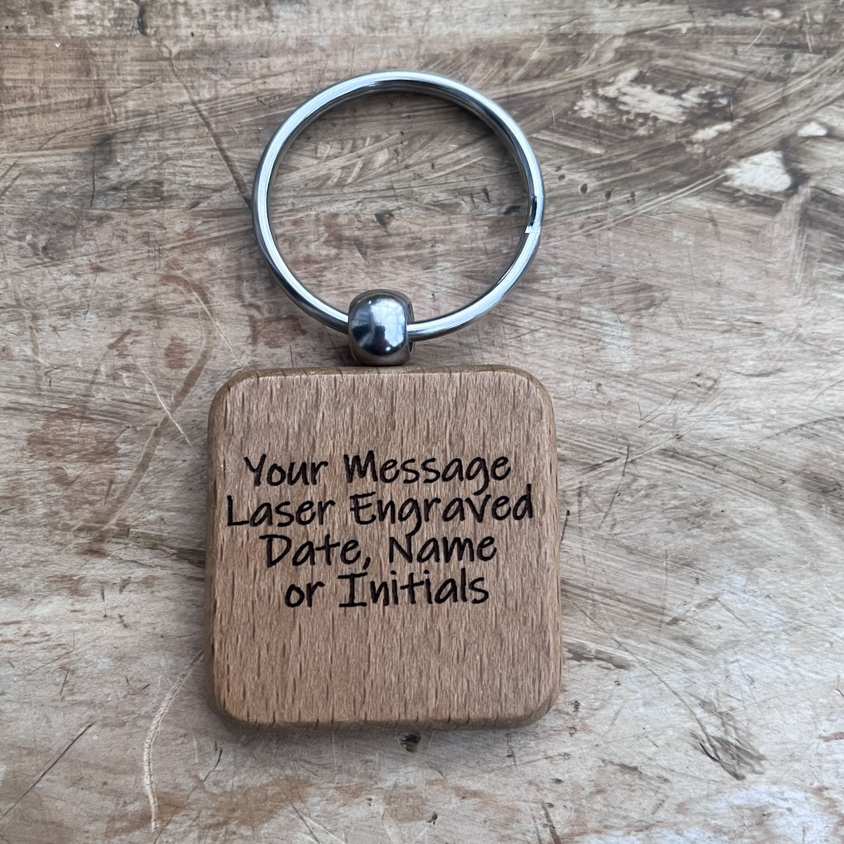 Personalised Square Keyring - Laser Engraved with your Custom Message ...