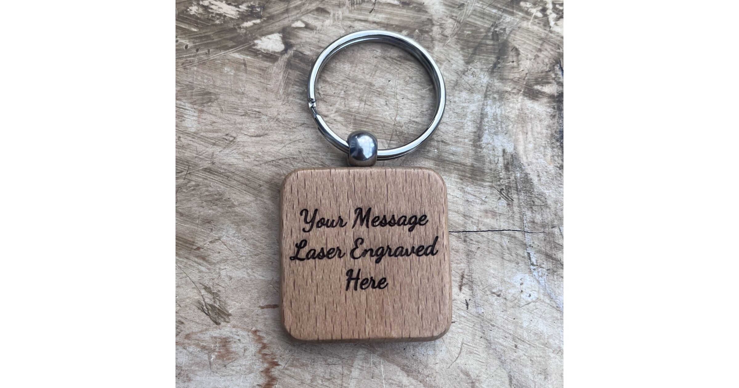 Personalised Square Keyring - Laser Engraved with your Custom Message ...
