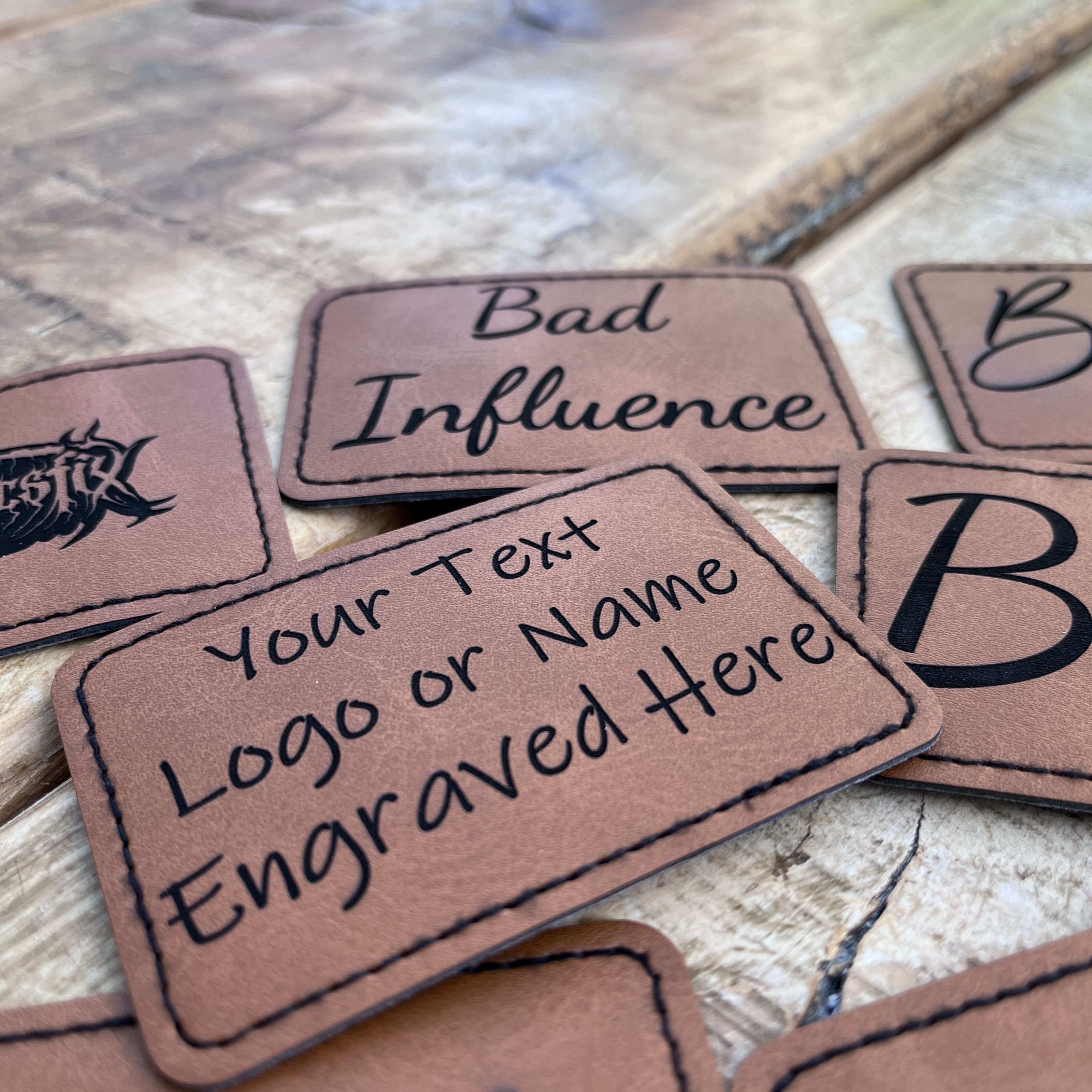 Personalised Leatherette Patch Custom Engraved with your Name or Logo Patches for Hats, Back ...