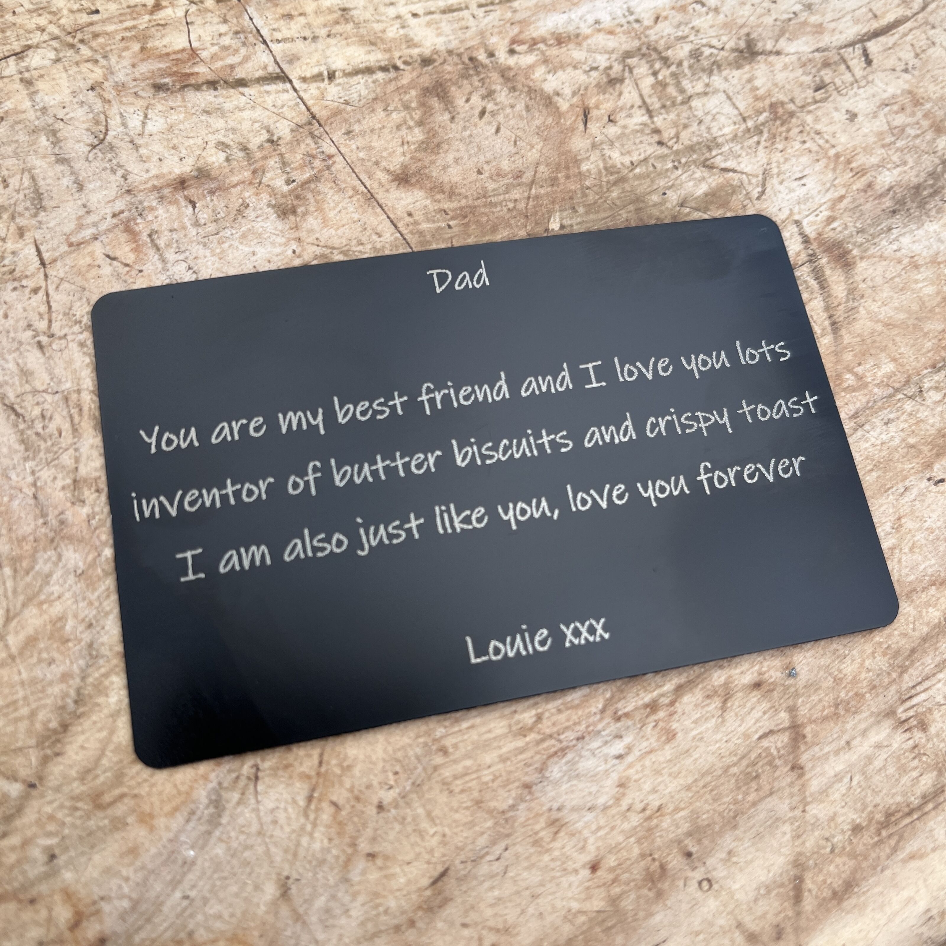 Personalised Wallet Insert - Boyfriend or Girlfriend Gift, Engraved ...